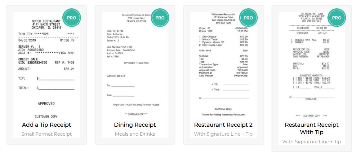 Receipt Template for Restaurant Receipts – MakeReceipt